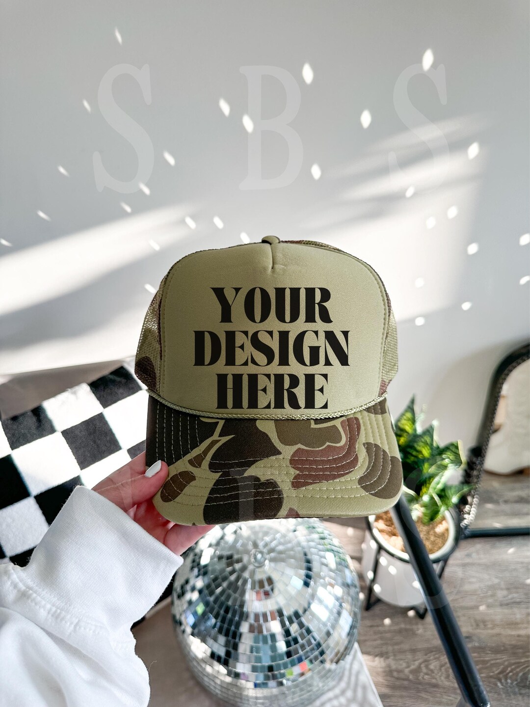 Otto Cap Trucker Hat Mockup Camo Hat Mock Beach Hat Trucker Hat Cap ...
