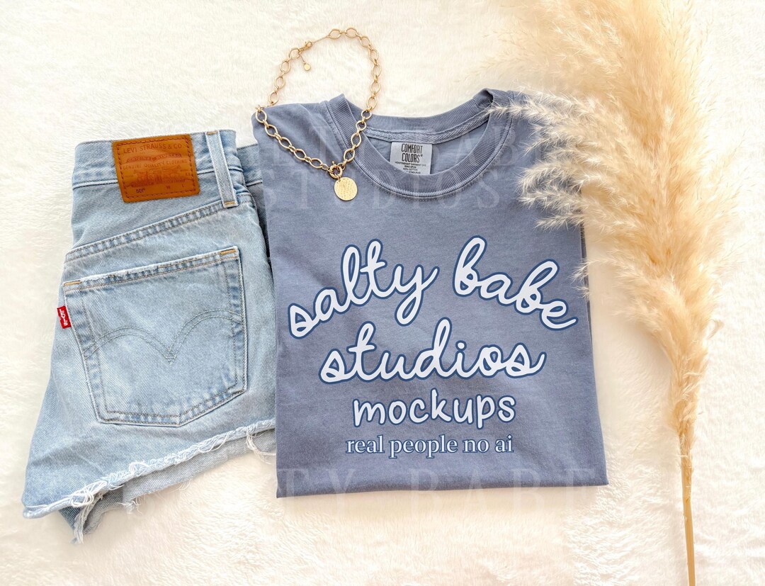 Comfort Colors 1717 Blue Jean Mockup, Comfort Colors T-shirt Mockup ...