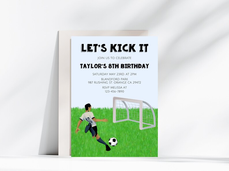 EDITABLE Soccer Birthday Invitation Let's Kick It Soccer - Etsy