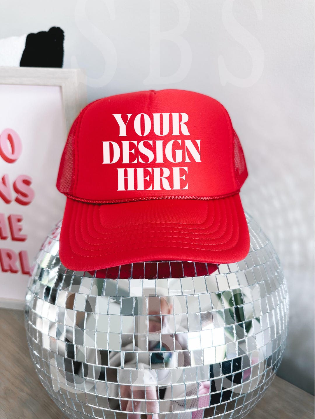 Red Trucker Hat Western Trucker Hat Mockup Otto Cap 5 Panel High Crown ...