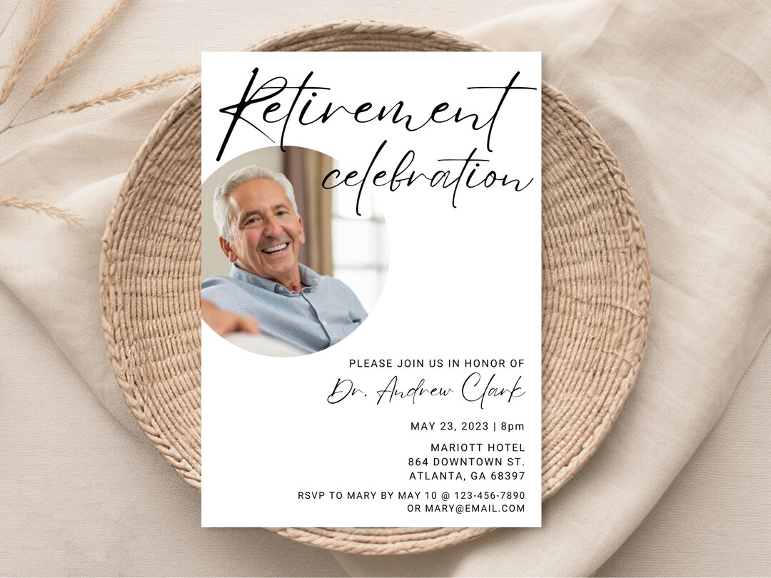 EDITABLE Retirement Party Invitation Modern Photo Insert Retirement ...