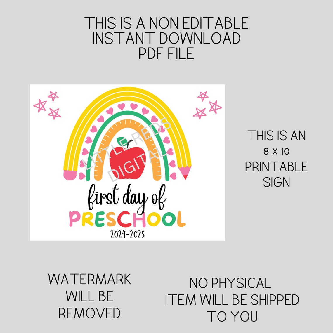Hello Pre-k Sign, Hello Preschool Sign, Printable Back to School Sign ...