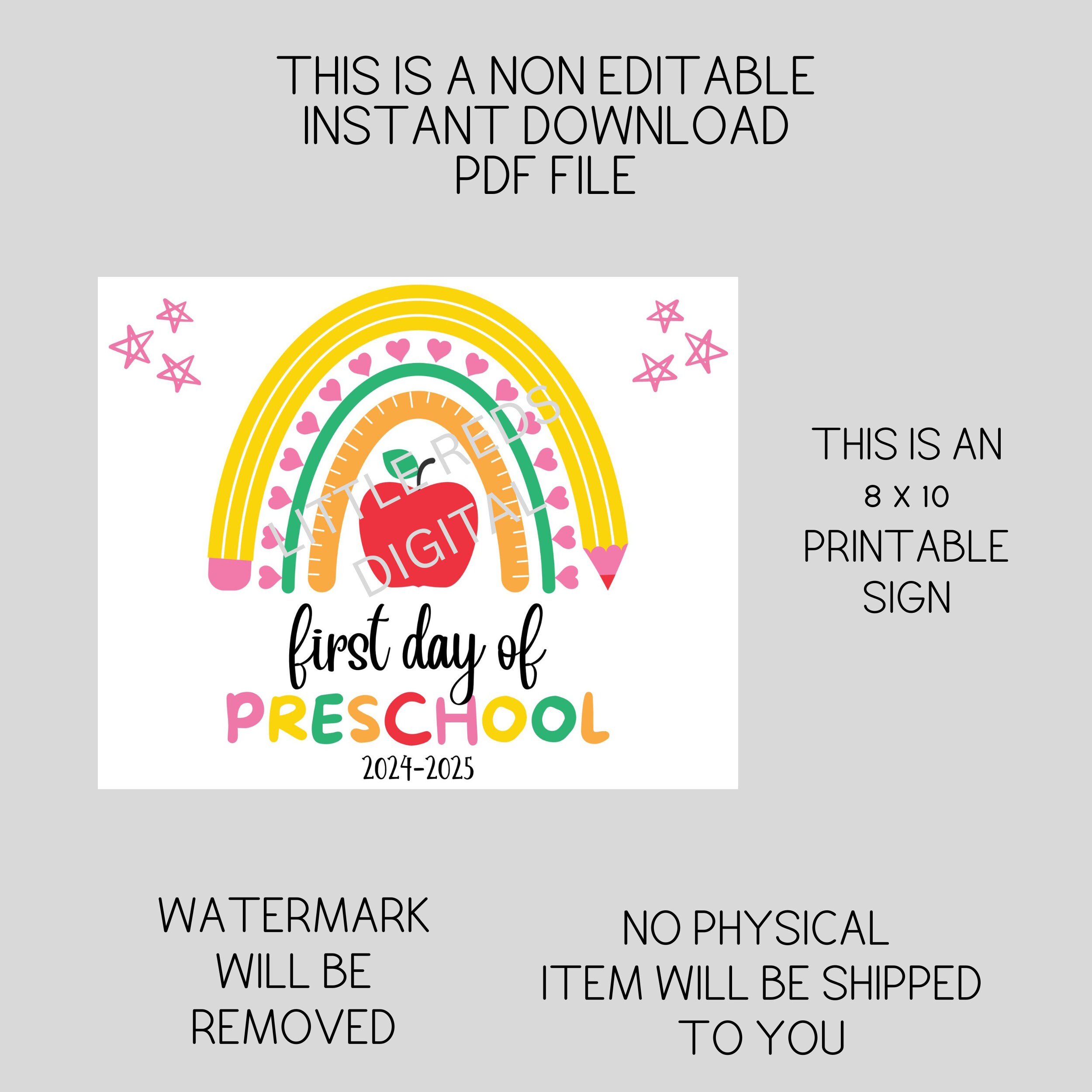Hello Pre-k Sign, Hello Preschool Sign, Printable Back to School Sign ...