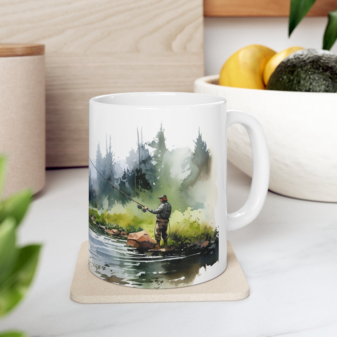 Fly Fishing Mug, Fisherman Coffee Mug, Trout Coffee Mug, Fish Coffee ...