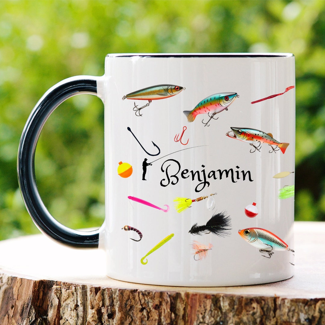 Personalized Fishing Mug, Fishing Lure Mug, Fly Fishing Mug, Gift for ...