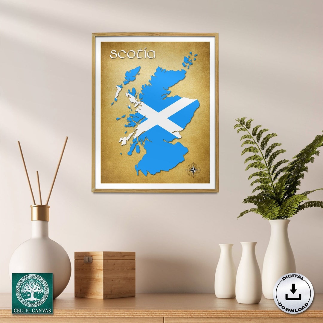 Scotia Map of Scotland Vintage Map Scotland Scotland - Etsy