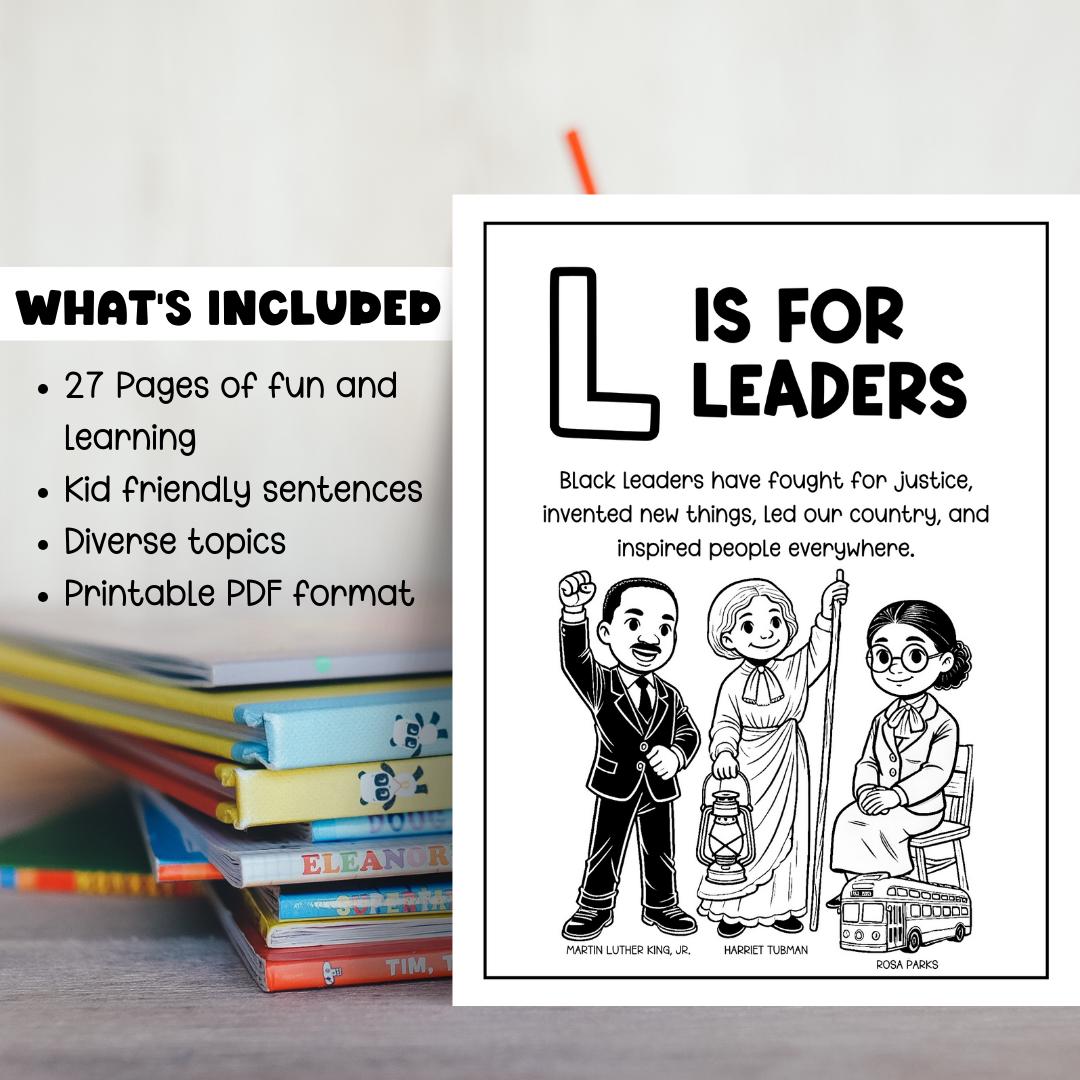 ABC Black History Coloring Page Bundle Bulletin Board Black History ...