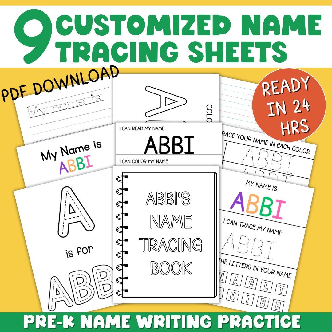 Name Writing Tracing Preschool Worksheet Handwriting Practice Toddler ...