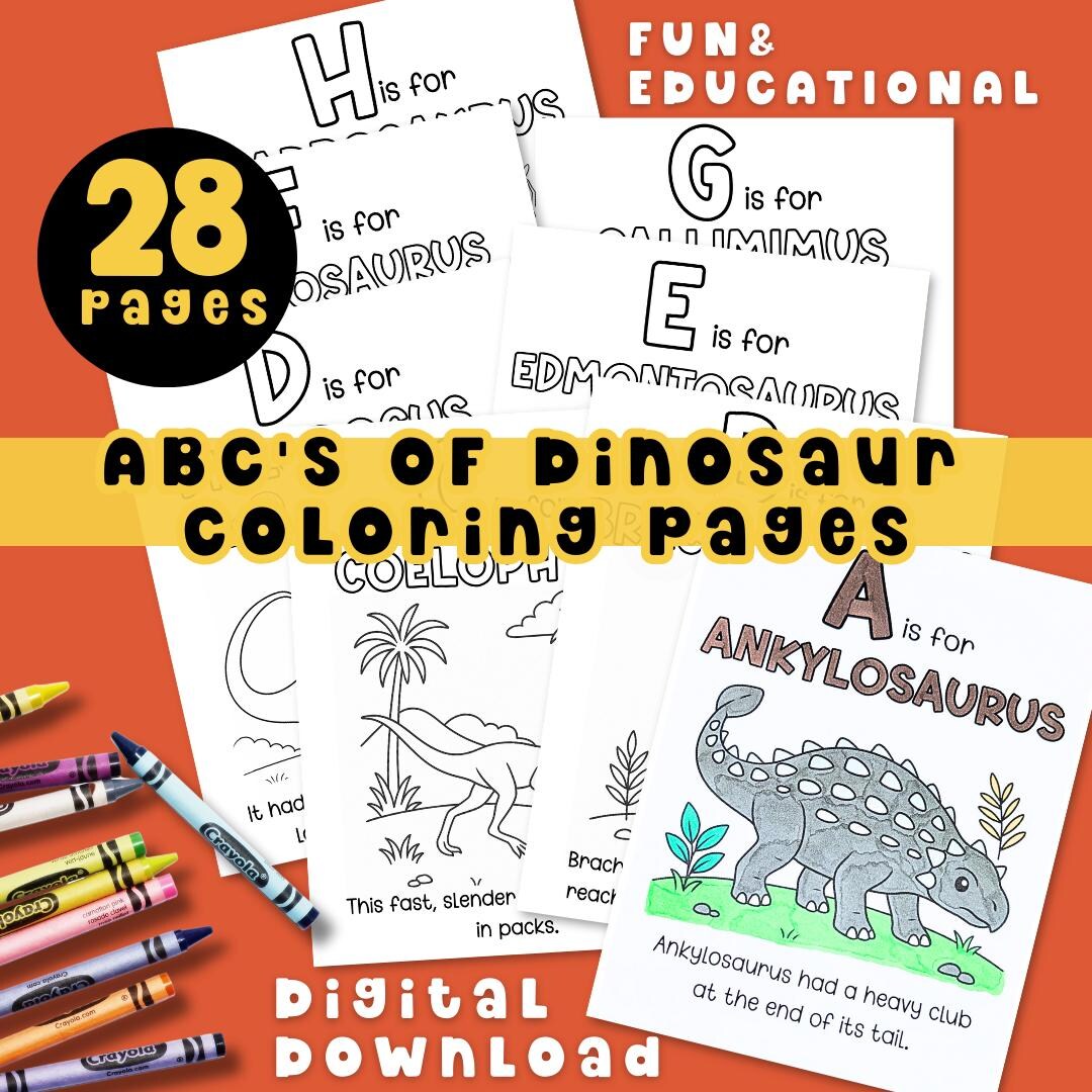 Dinosaur Alphabet Coloring Pages Dinosaur Facts Printable Early ...