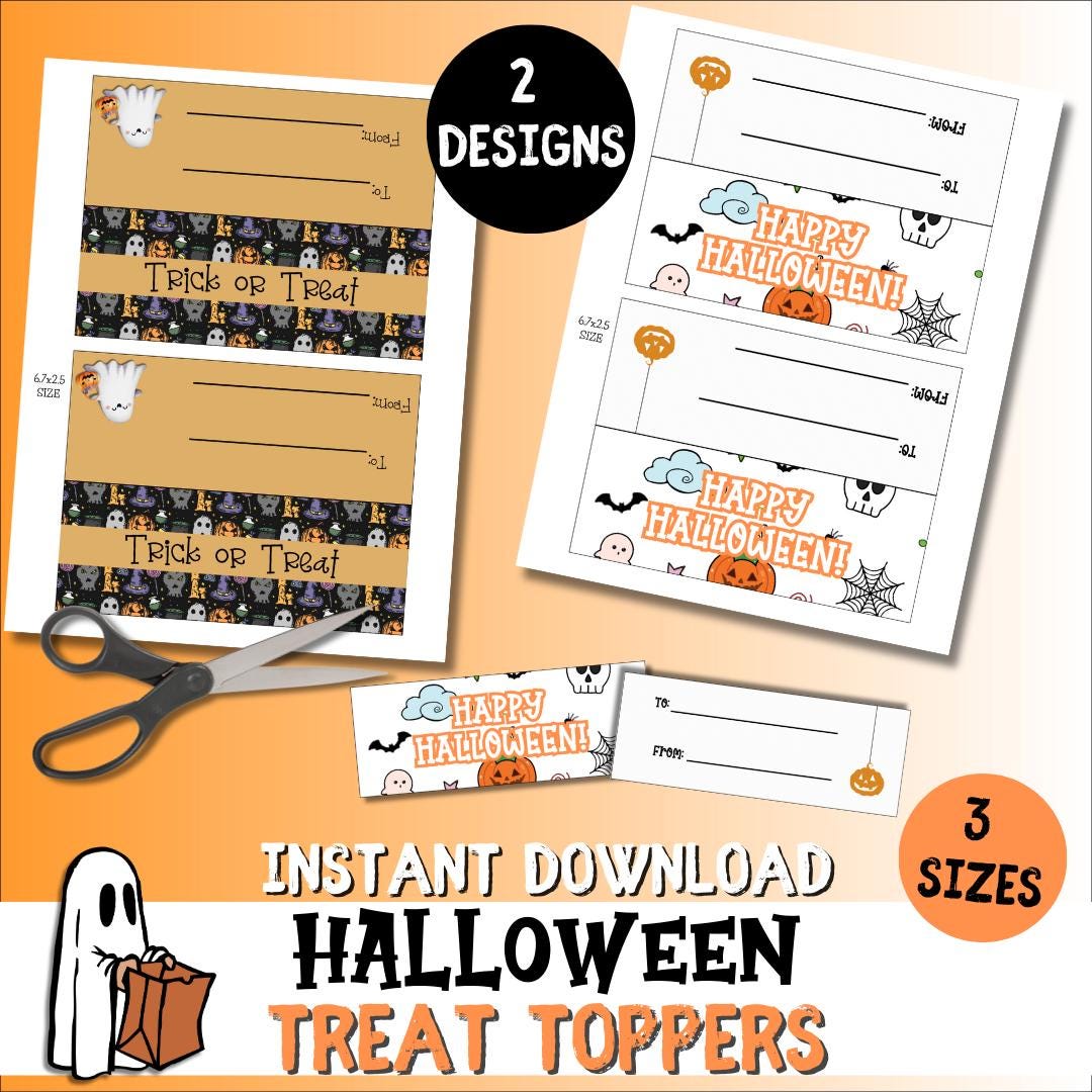 Happy Halloween Printable Treat Bag Topper Trick or Trick Bag Halloween ...