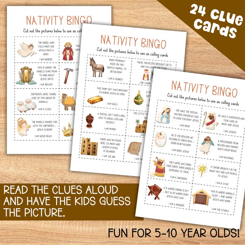 Nativity Printable Bible Bingo Christmas Activity Family Game Night ...