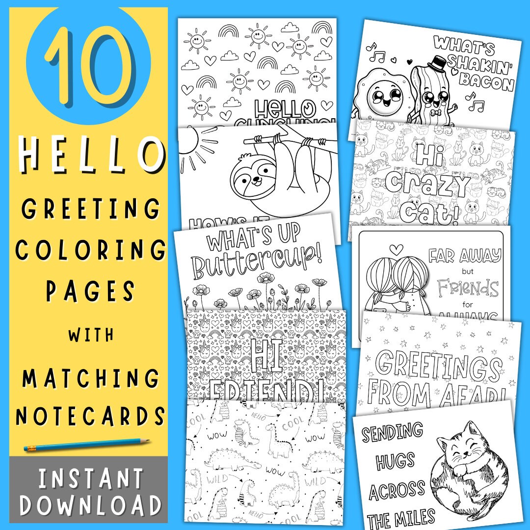 Coloring Page for Kid Pen Pal Happy Mail Handwritten Note Assorted ...