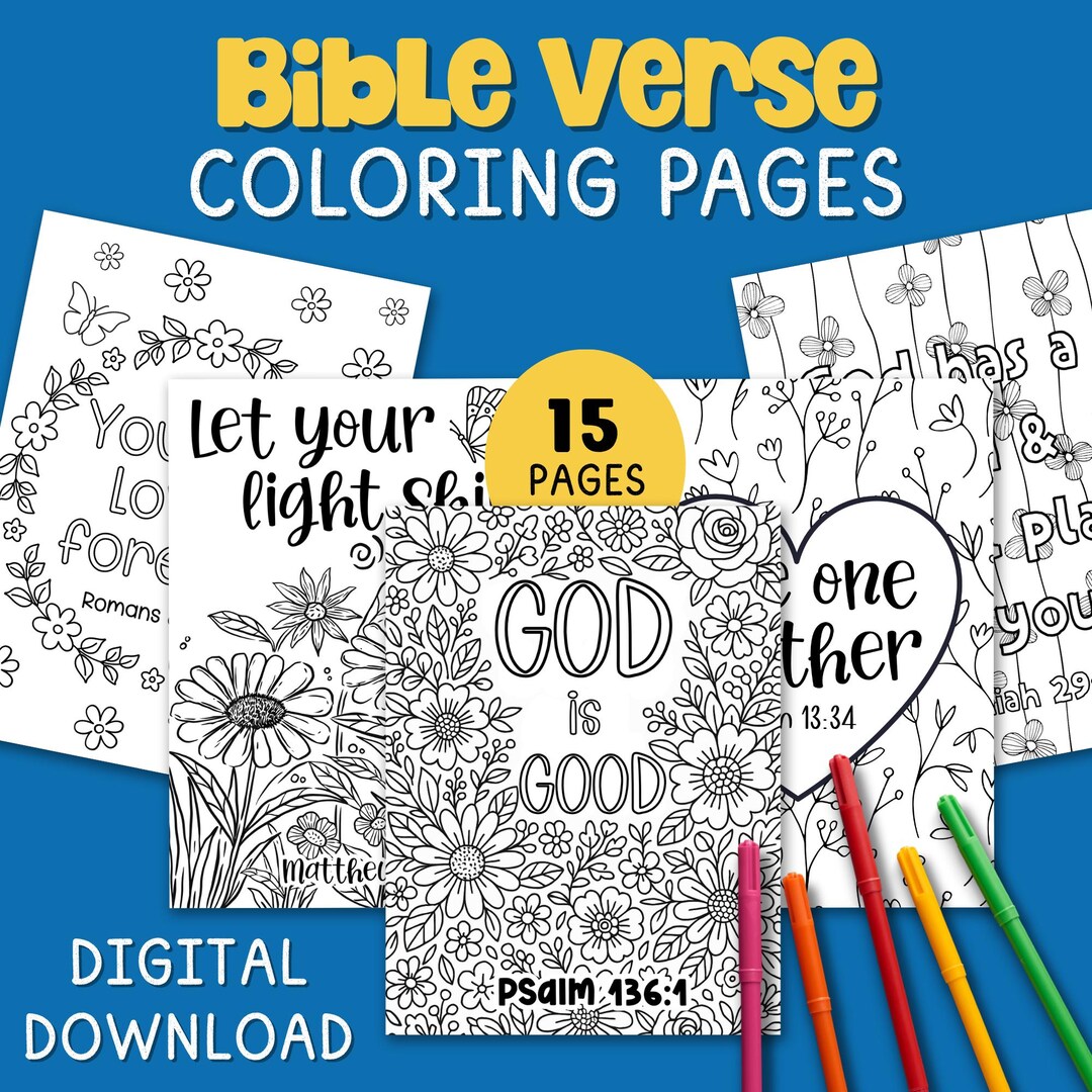Bible Verse Coloring Page Floral Christian Quote Print Bible Coloring ...