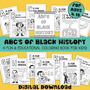 ABC Black History Coloring Page Bundle Bulletin Board Black History ...
