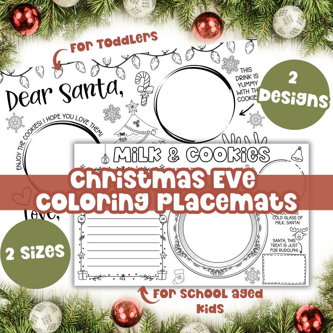 Dear Santa Cookie Tray Christmas Coloring Kid Activity Placemat ...