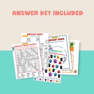 Cute Monster Printable Busy Book Activity Bundle Preschool Worksheet ...