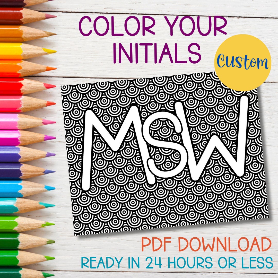 Custom Monogram Name Coloring Sheet for Anxiety Relief Coloring ...