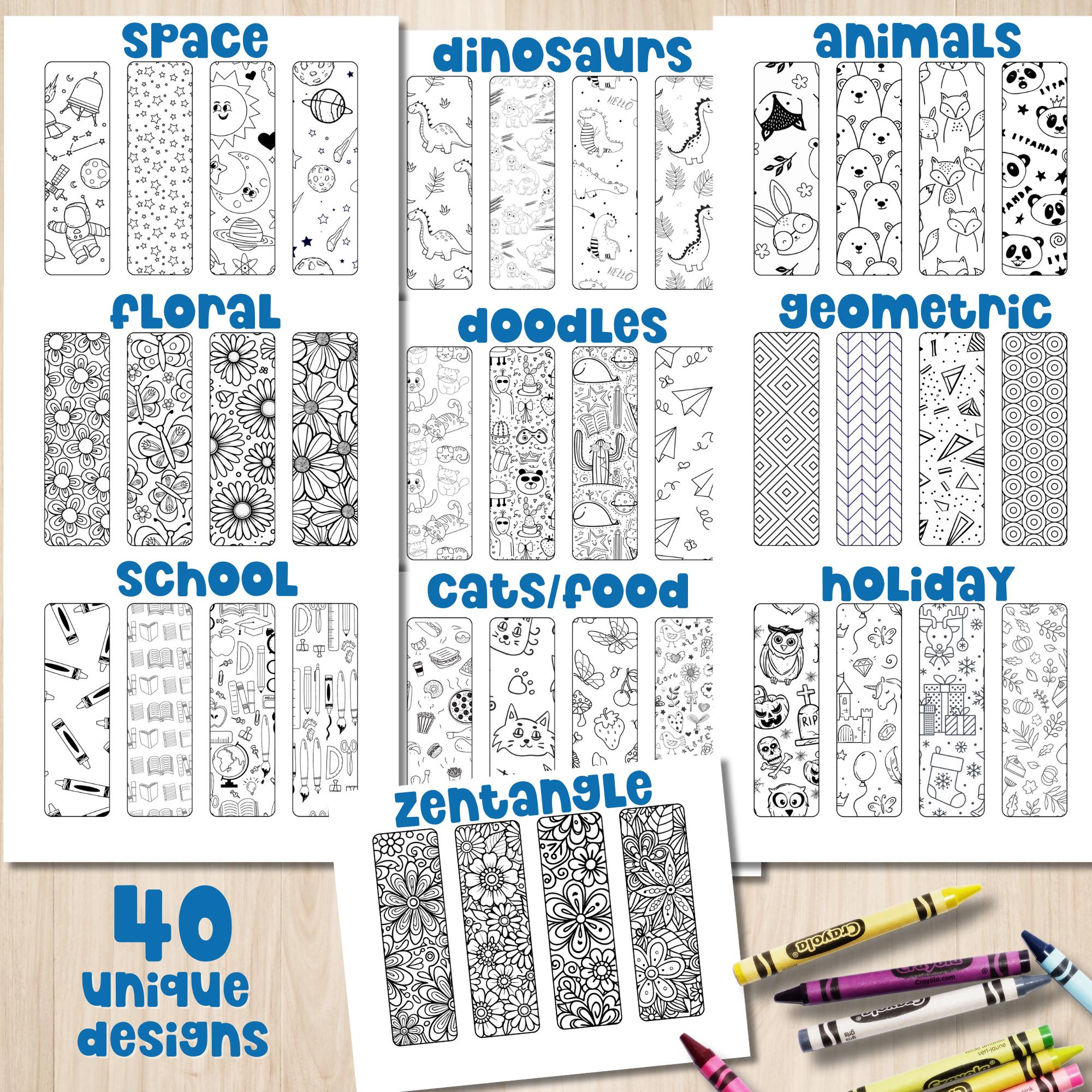 Cute Bookmark Bundle for Kids to Color Doodle Coloring Printable Kid ...
