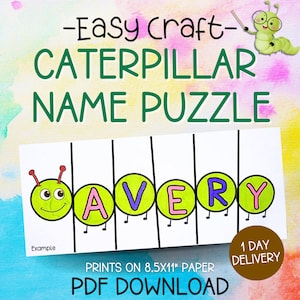 Caterpillar Custom Kid Name Puzzle Spring Activity Name Spelling ...