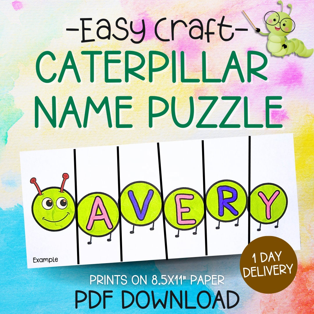 Caterpillar Custom Kid Name Puzzle Spring Activity Name Spelling ...