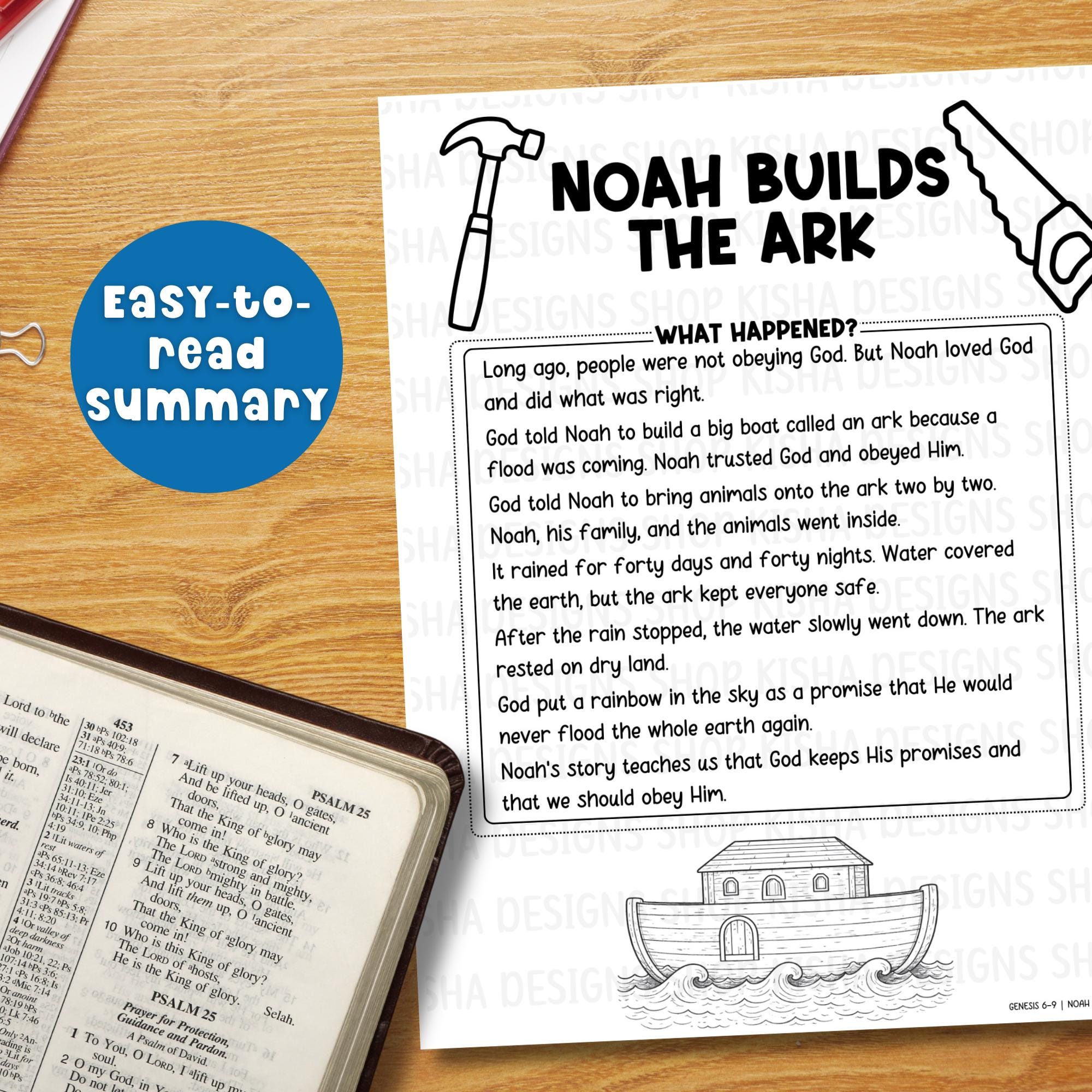 Noahs Ark Printable Primary Lesson Kid Scripture Lesson Bible Story ...