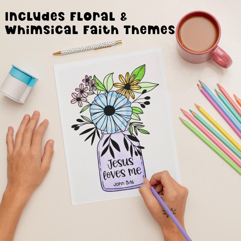 Bible Verse Coloring Page Floral Christian Quote Print Bible Coloring ...