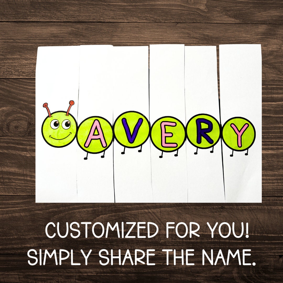 Caterpillar Custom Kid Name Puzzle Spring Activity Name Spelling ...