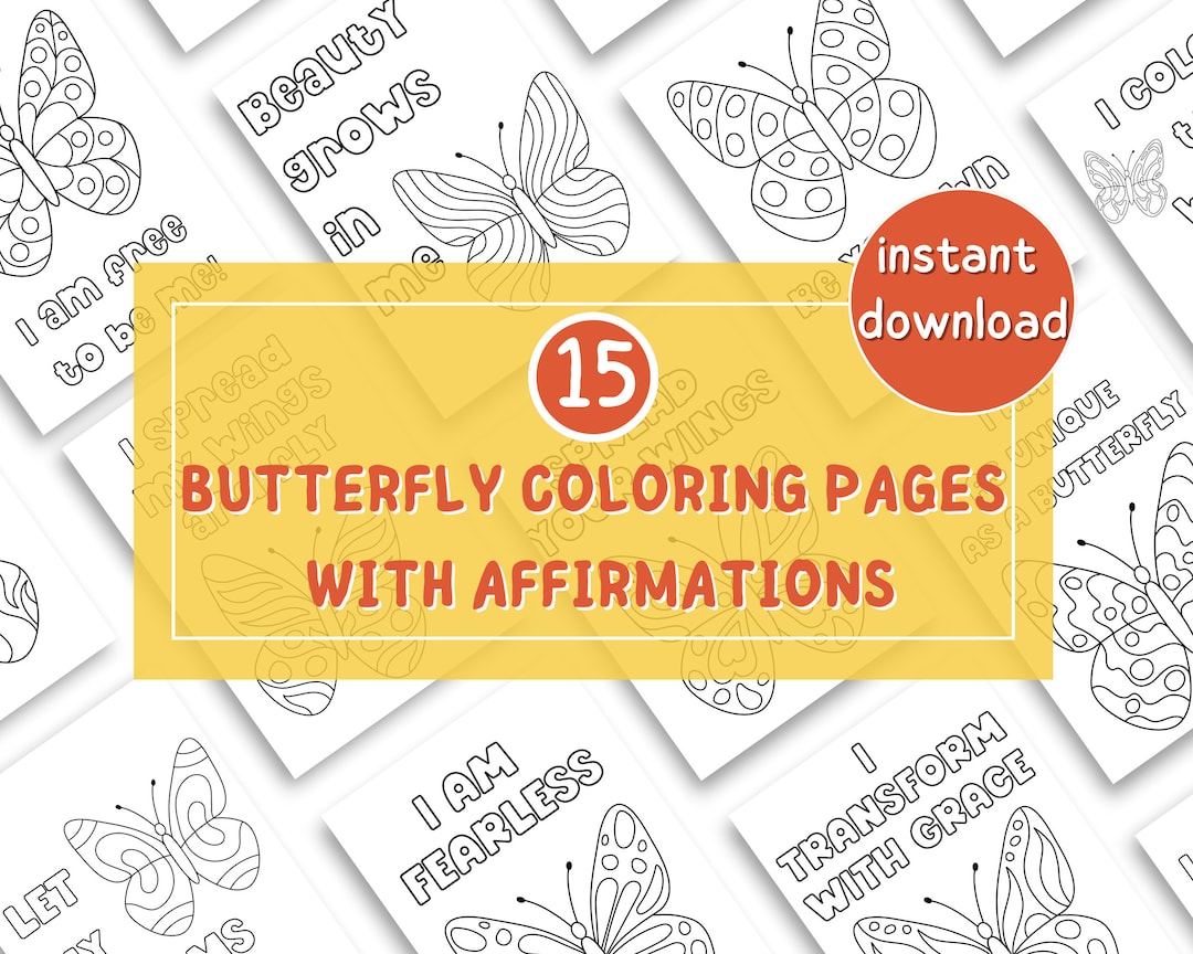 Butterfly Coloring Page for Kid Positive Coloring Page Kid Affirmation ...