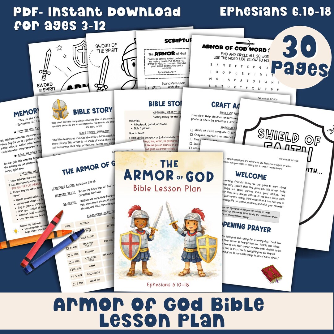 Armor of God Bible Lesson Plan for Kids With Activities for Sunday ...