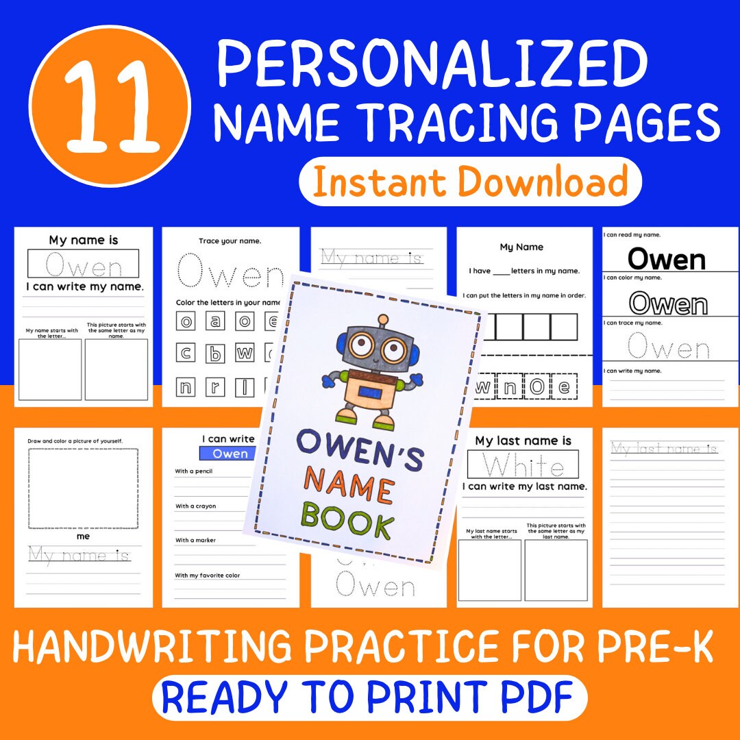 Custom Name Tracing Handwriting Practice Pencil Control Worksheet ...