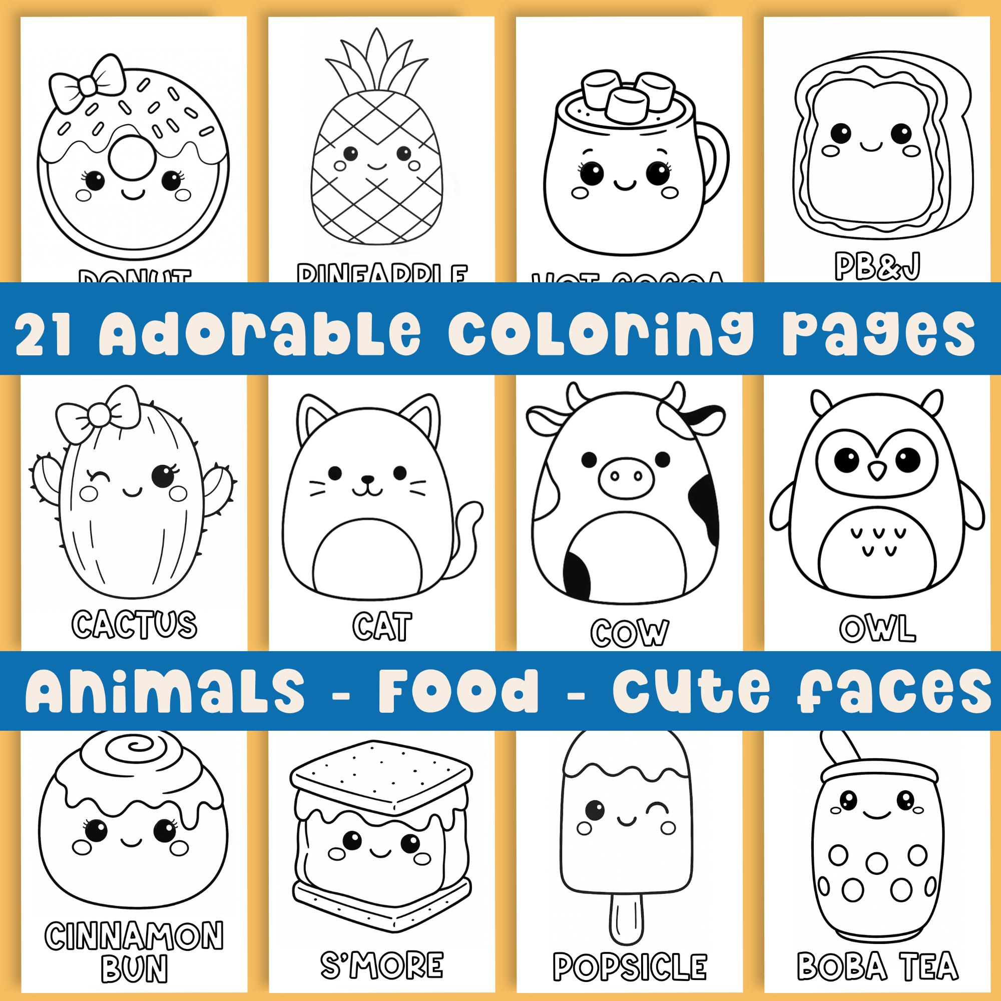 Kawaii Squishy Coloring Page Download|kawaii Cute Food Print Birthday ...