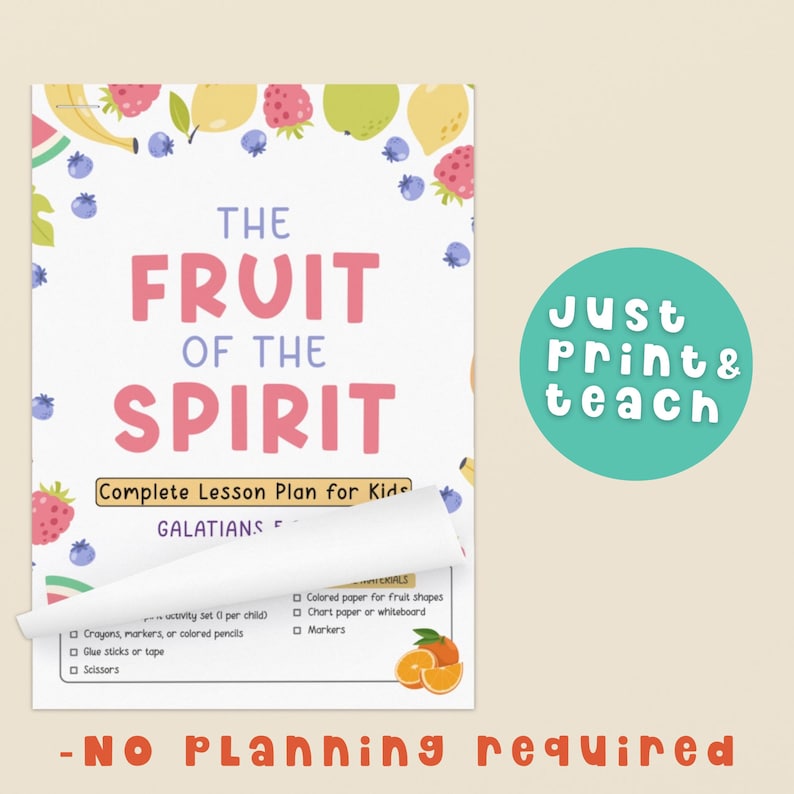 Fruit of the Spirit Bible Lesson for Kids Printable Christian Activity ...