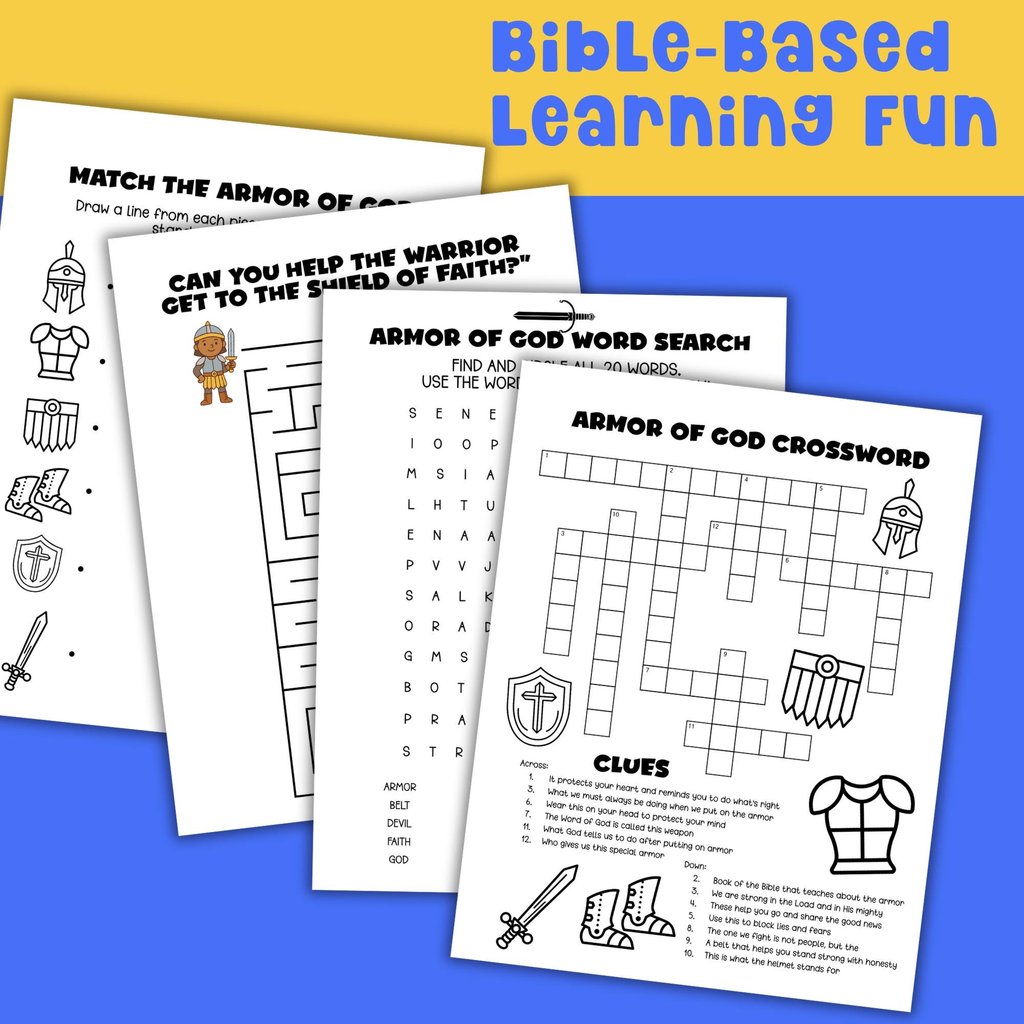 Armor of God Printable Kid Bible Verse Coloring Sheet Bible Scripture ...
