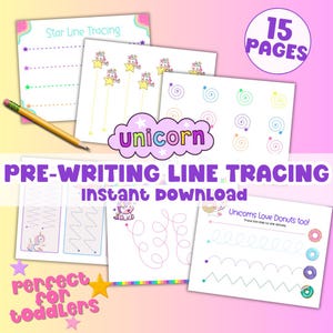 Line Tracing Worksheet Toddler Handwriting Practice Homeschool Resource ...