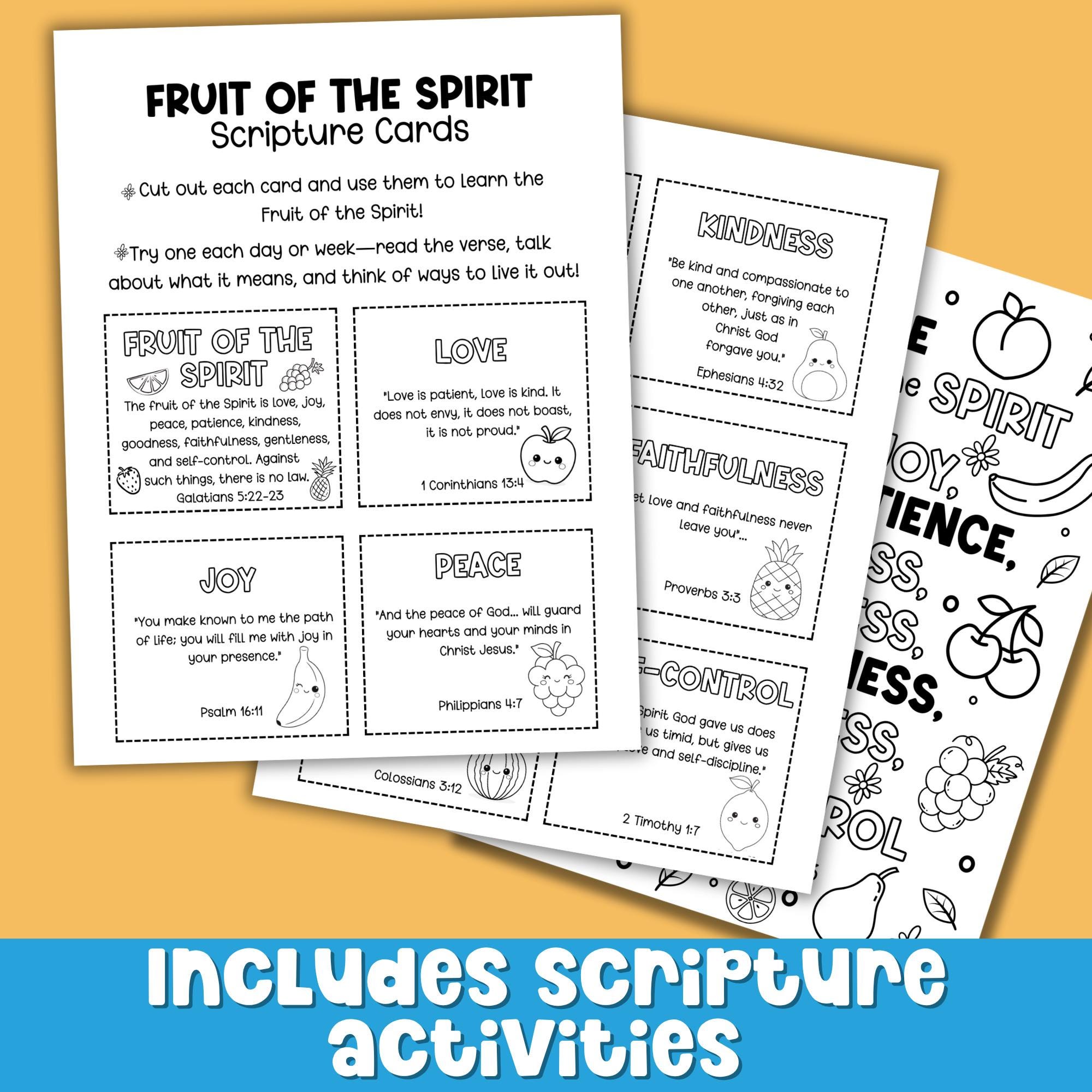 Fruit of the Spirit Kids Bible Lesson Sunday School Craft Bible Verse ...