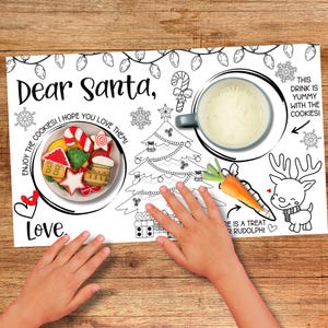Dear Santa Cookie Tray Christmas Coloring Kid Activity Placemat ...