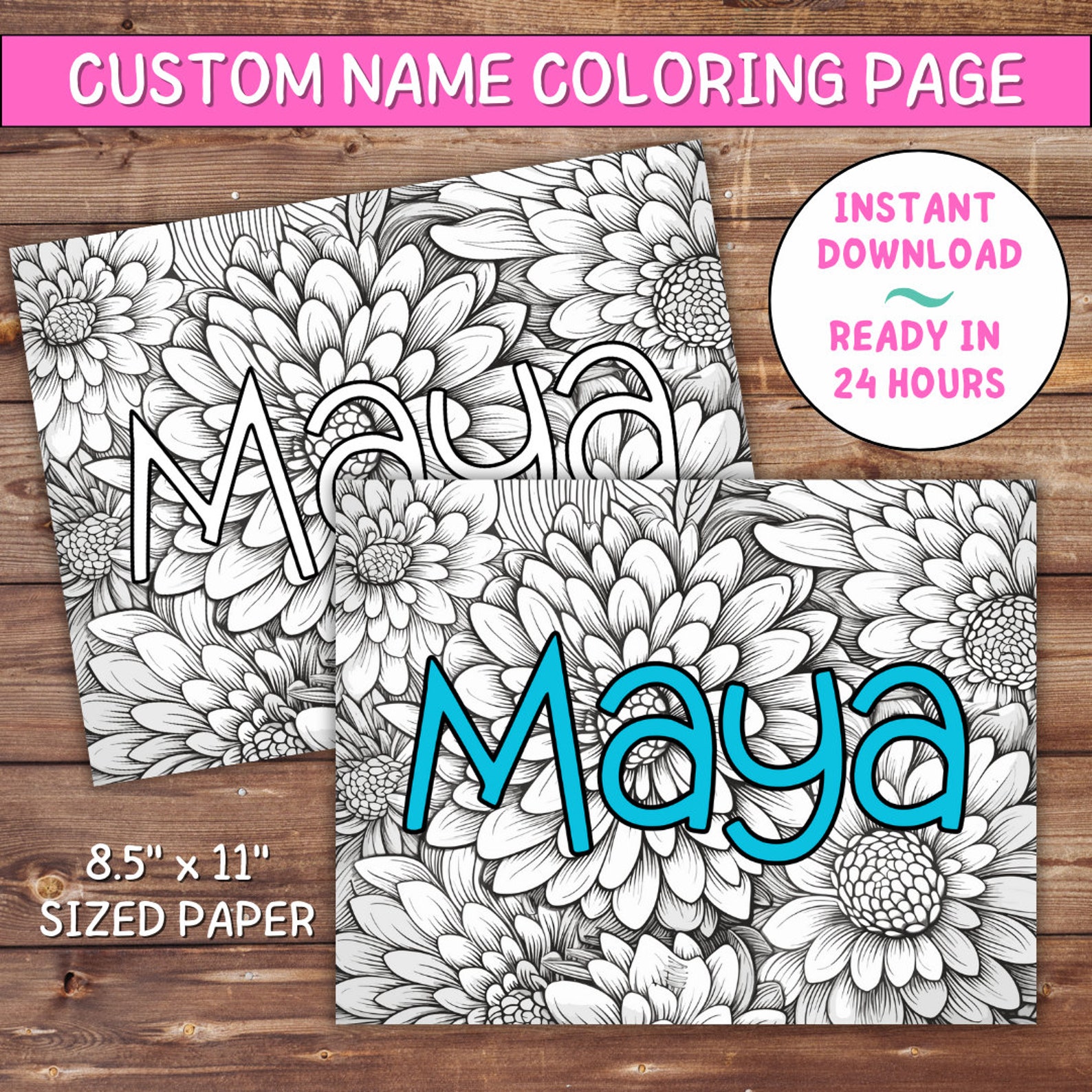 Custom Coloring Page for Kid Name Coloring Page Girl Name Sign for ...