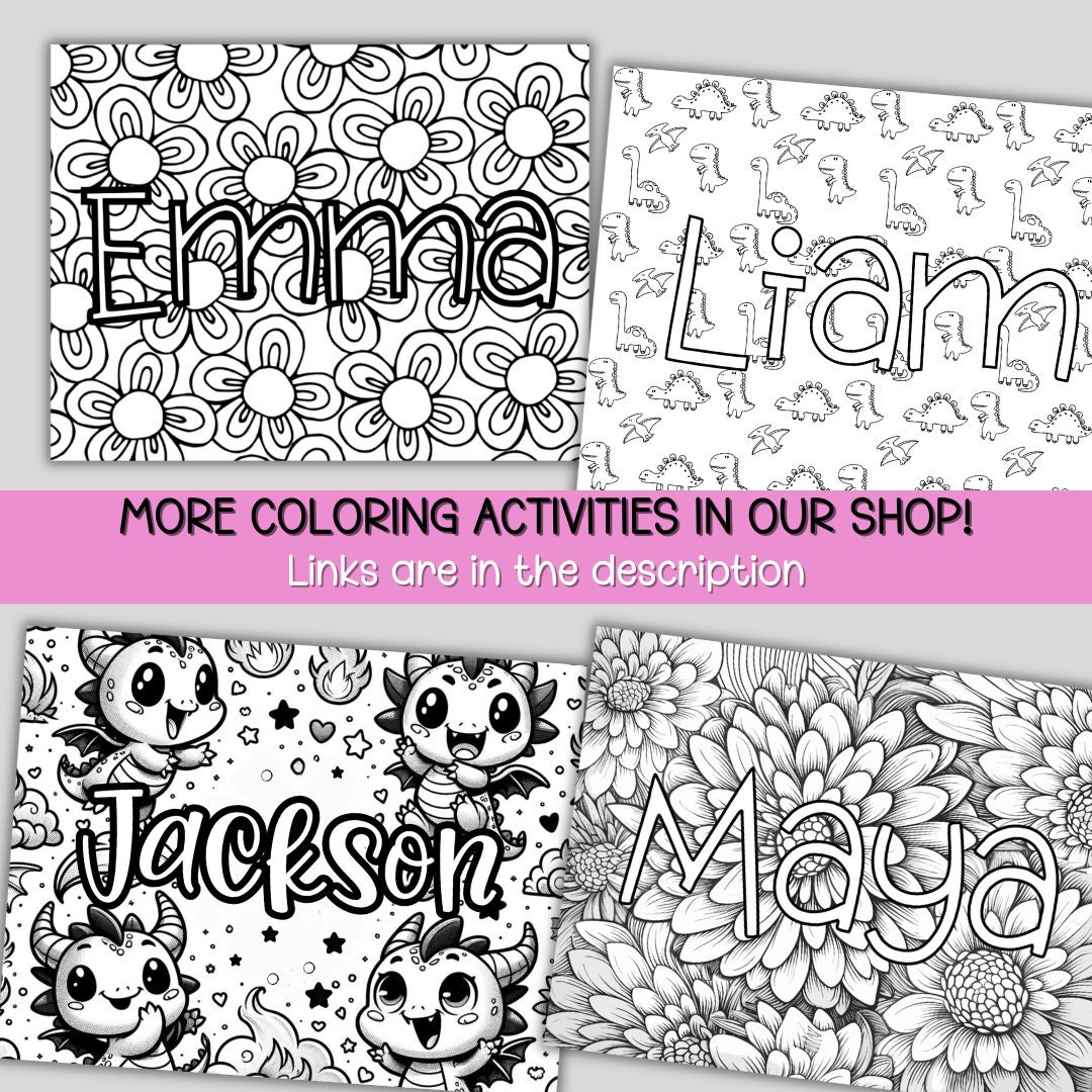 Printable Floral Name Coloring Page Stress Relief Color Your Name Calm ...