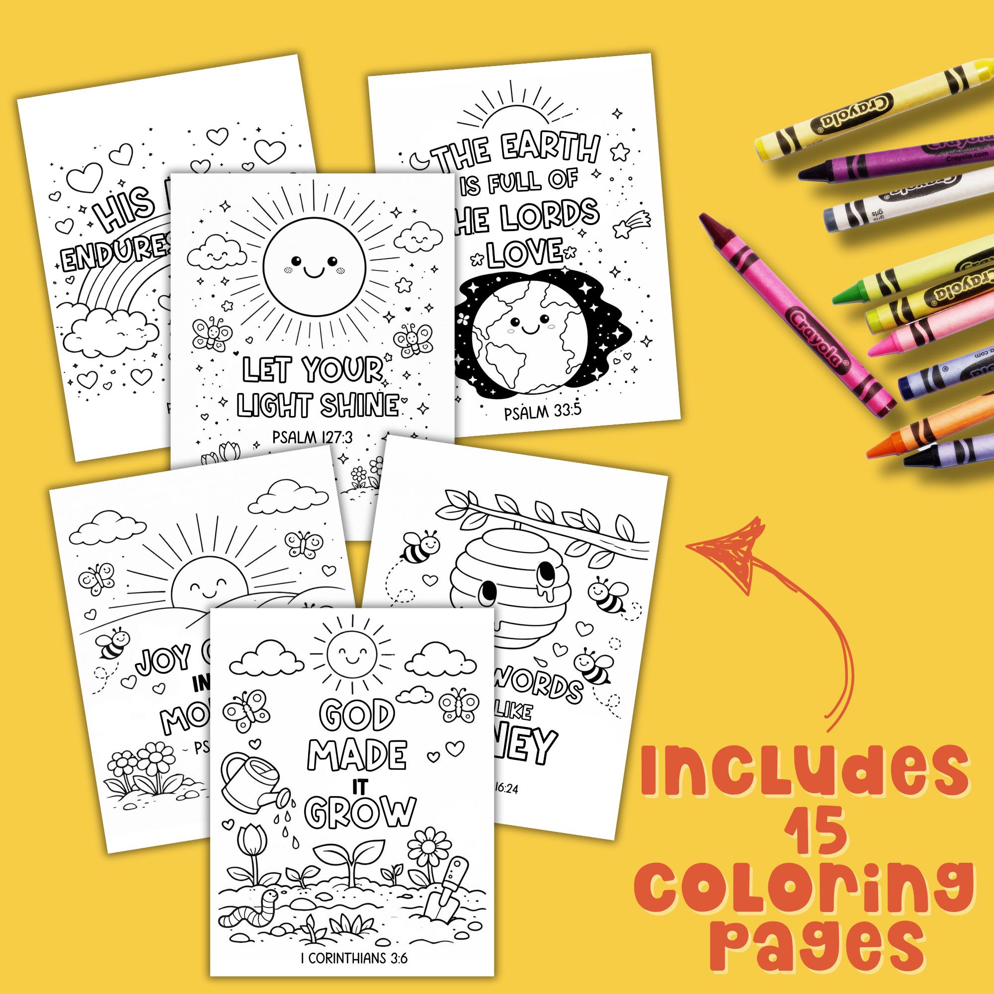 Bible Verse Coloring Pages for Kids Christian Printable Faith Based ...