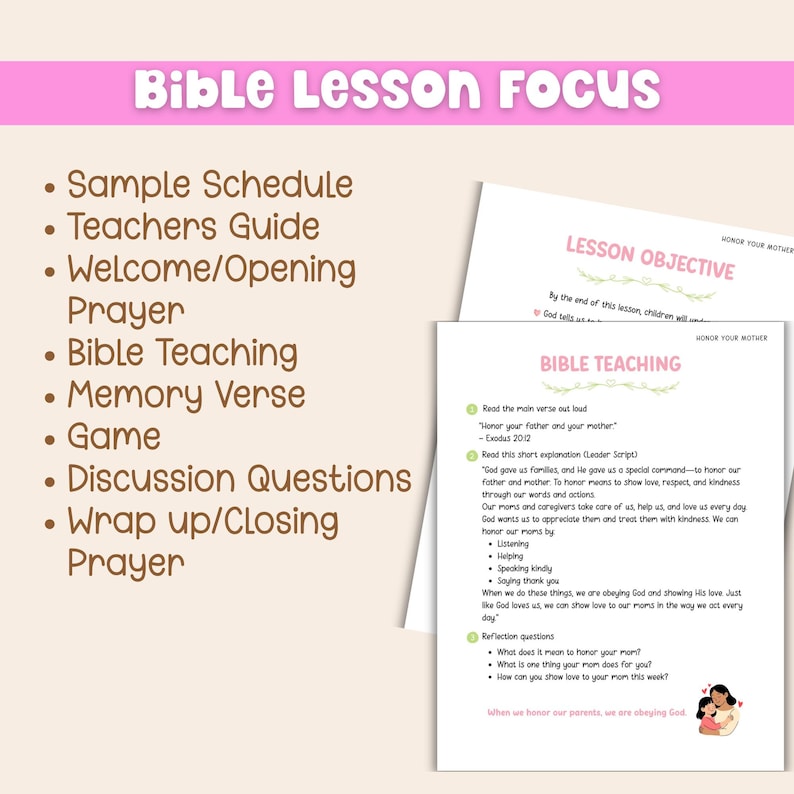 Mothers Day Bible Lesson Bundle for Kids Dear Mom Letters Bible Verse ...