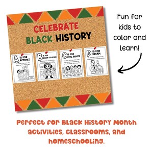 ABC Black History Coloring Page Bundle Bulletin Board Black History ...