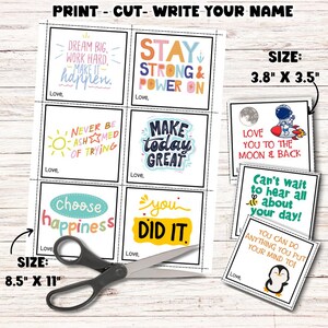 Printable School Lunch Note Assorted Card Kid Positive Affirmation ...