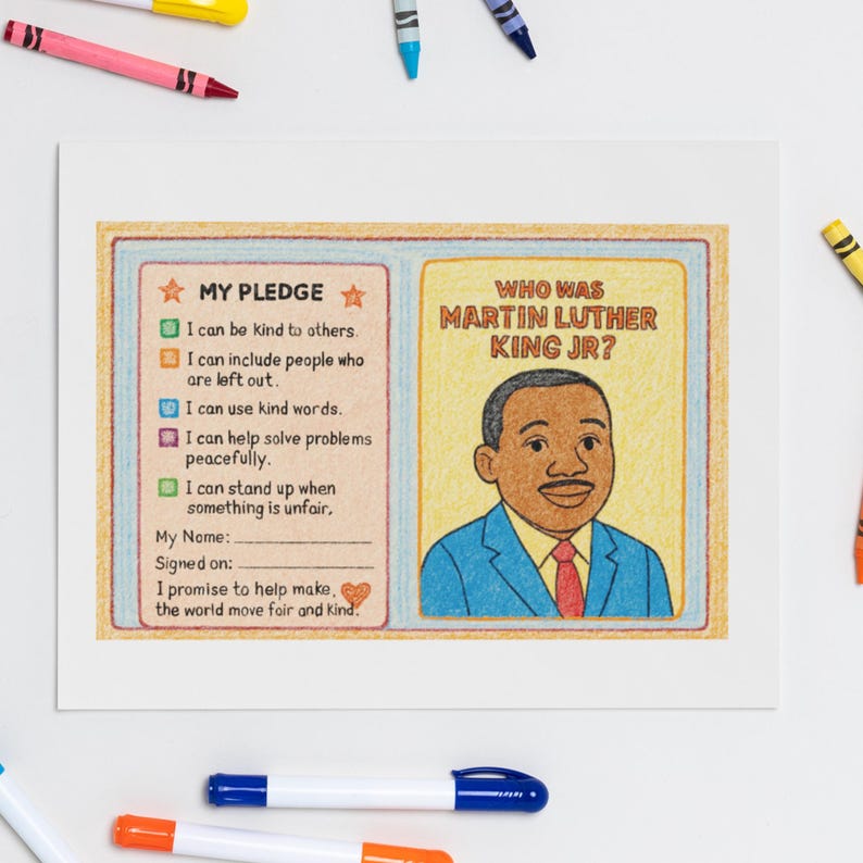 Martin Luther King Jr Coloring and Biography Book Printable MLK ...