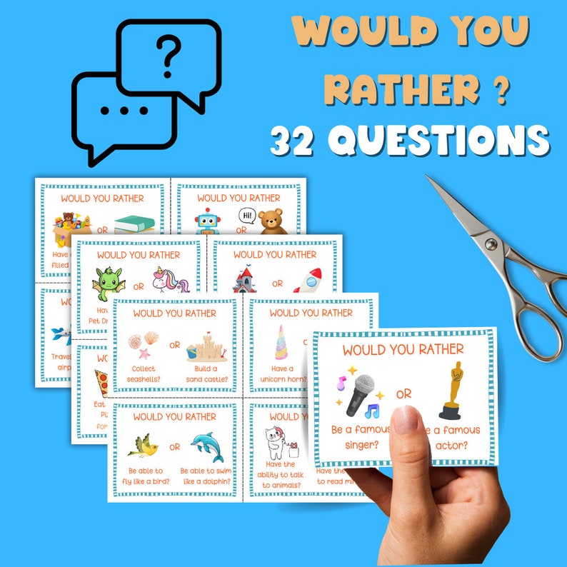 Would You Rather Kid Activity Travel Game Question Card Summer Travel ...