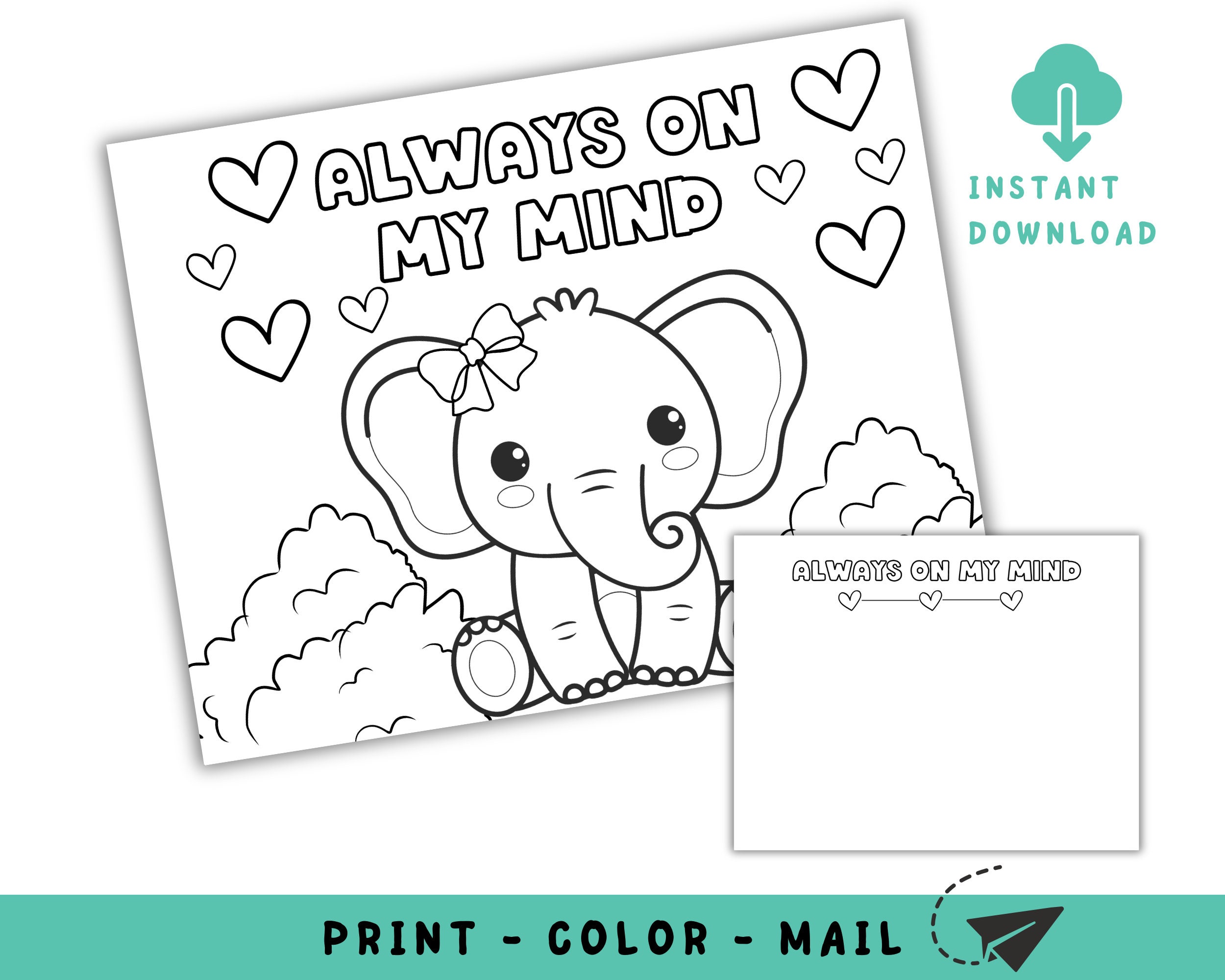 Positive Thought Card Coloring Page for Kid Printable Activity Sheet ...