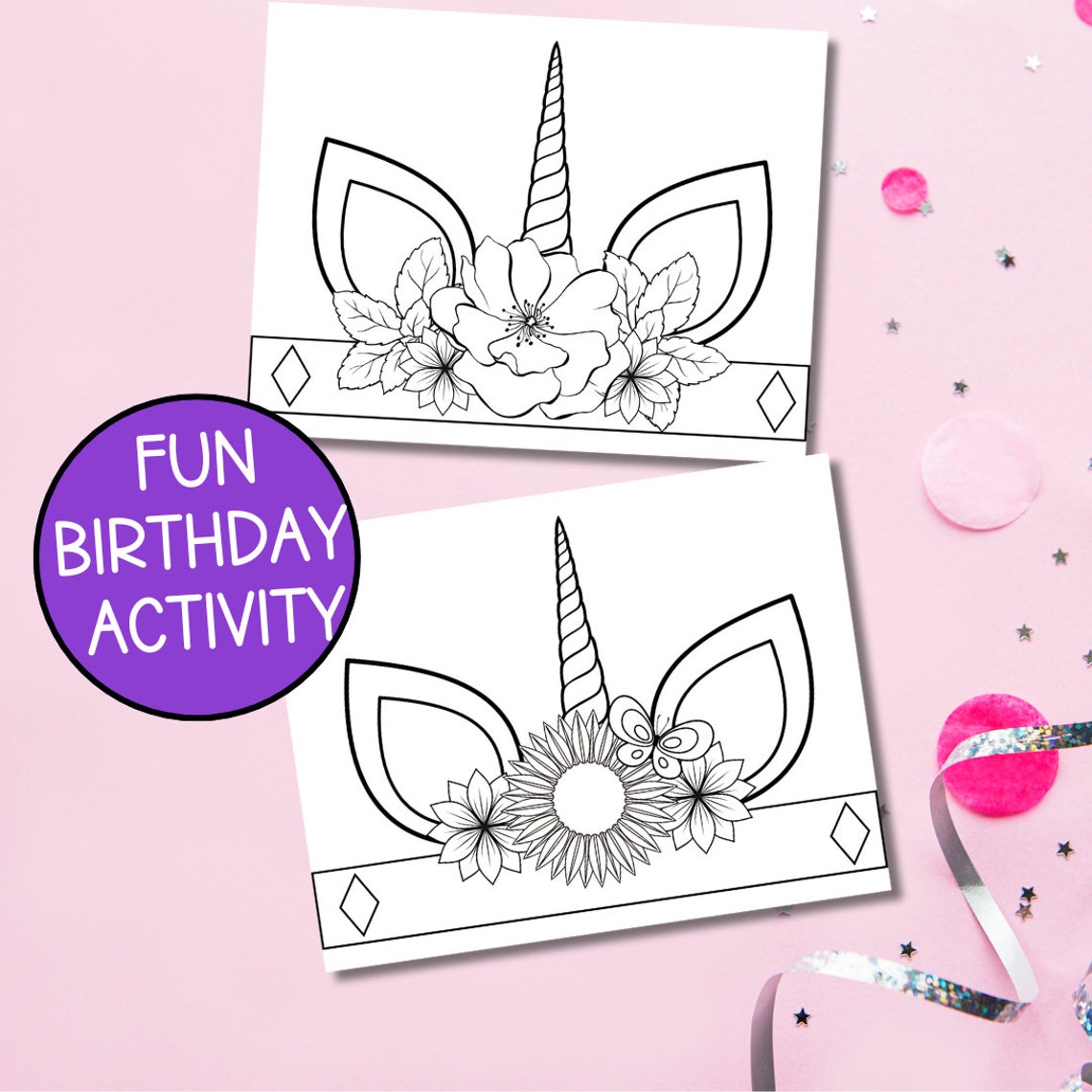 Unicorn Birthday Party Crown Unicorn Activity Coloring Birthday ...