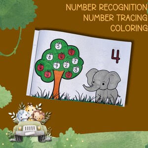 Animal Number Counting Preschool Worksheet Math Activity Number Tracing ...