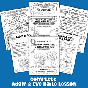 Adam and Eve Bible Lesson for Kids Printable | Sunday School Activity | Christian Bible Study ...