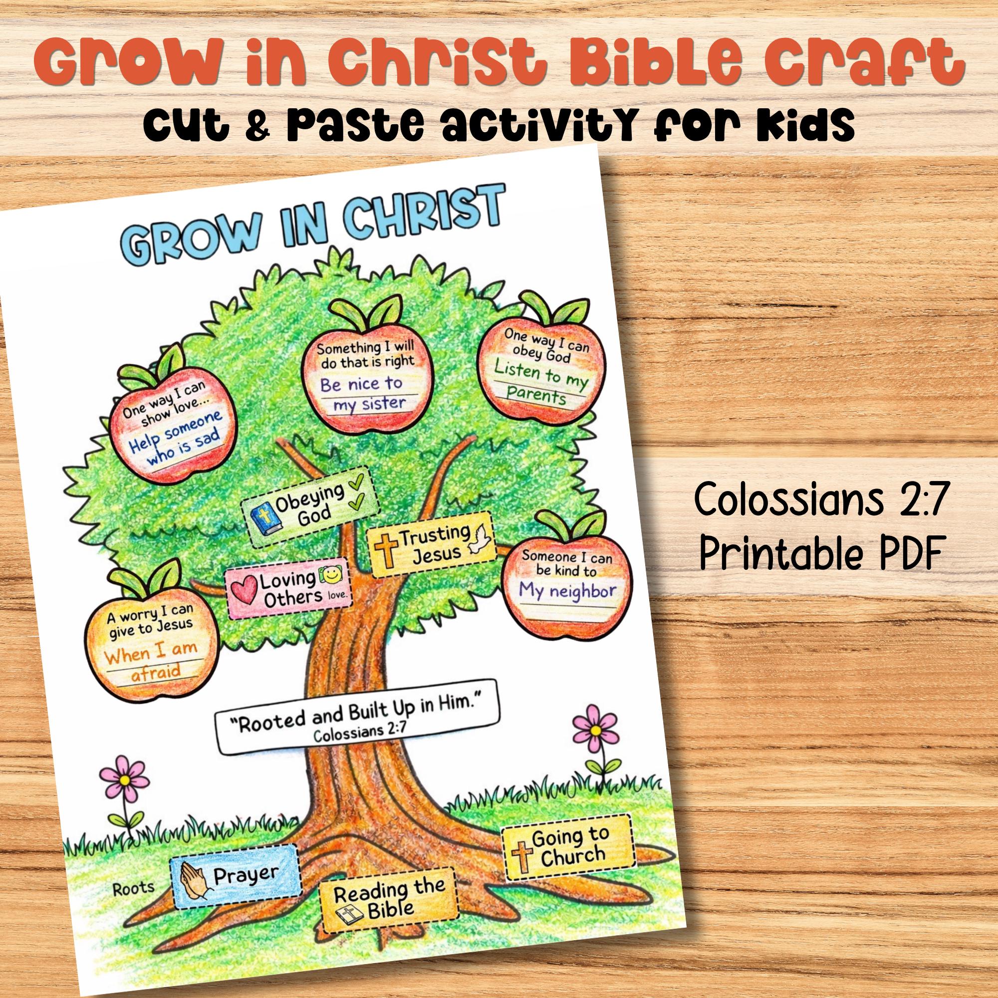 Grow in Christ Craft Cut and Paste Bible Craft Sunday School Class ...