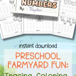 Number Tracing Worksheet Handwriting Practice Preschool Busy Book Farm ...